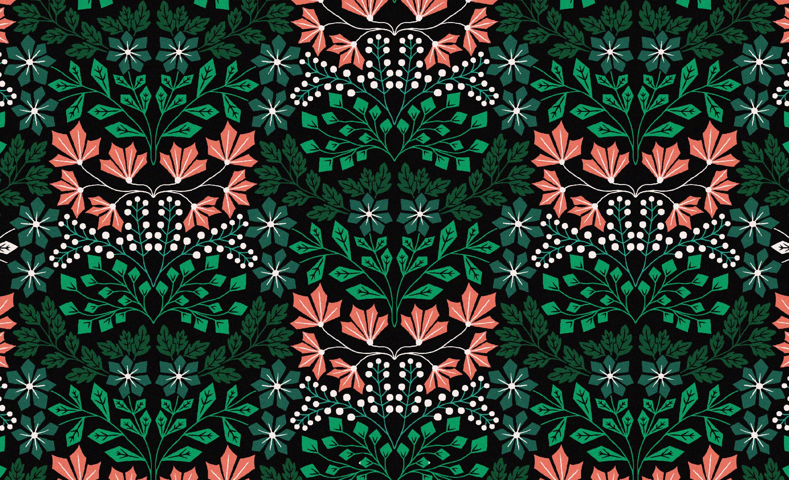 Feverfew Coral Cushion | Abigail Borg | Wallpapers, Fabrics & Illustration